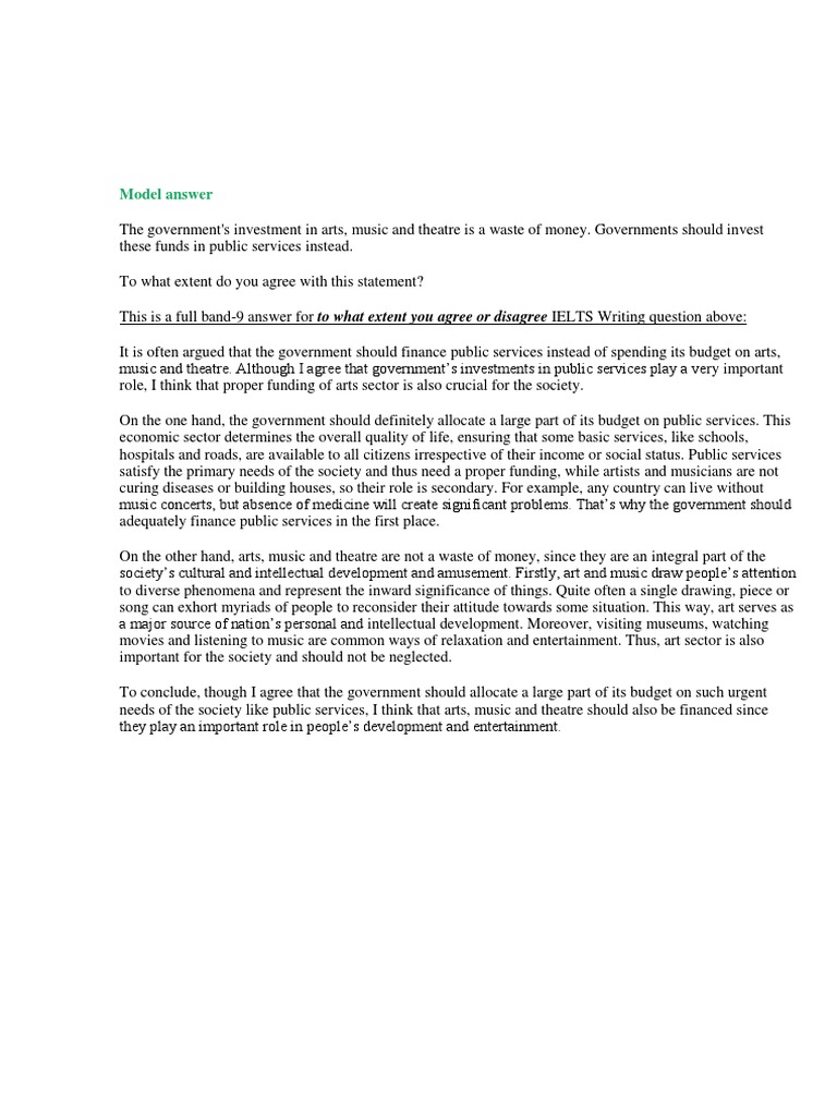 Model Answer | PDF | Essays | Paragraph