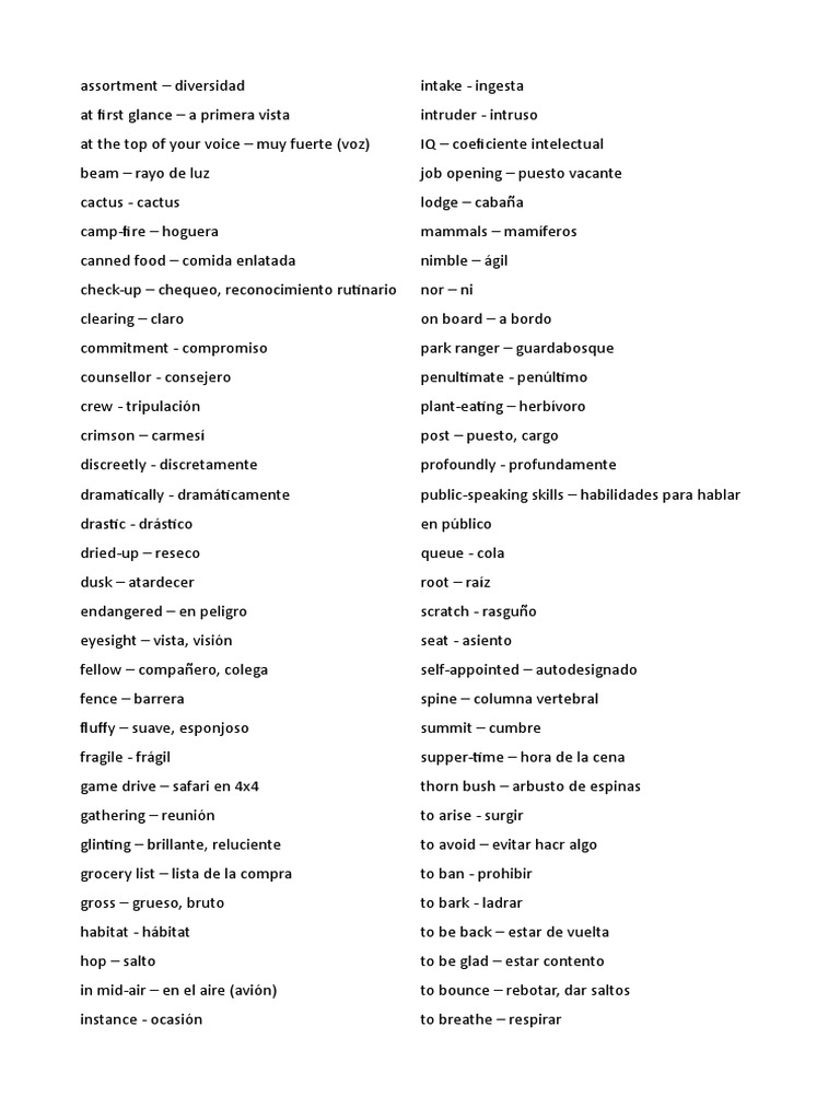 Unit 12 Vocabulary | PDF | Naturaleza