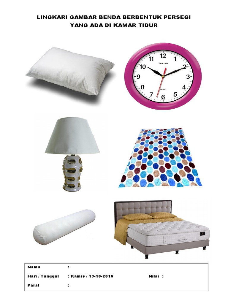 Lingkari Gambar Benda Berbentuk Persegi Yang Ada Di Kamar Tidur | PDF