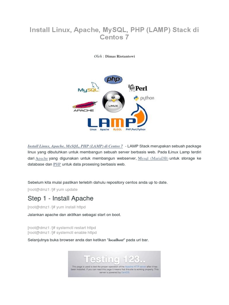 Instal LAMP Stack di CentOS 7 | PDF | Komputer | Teknologi & Rekayasa