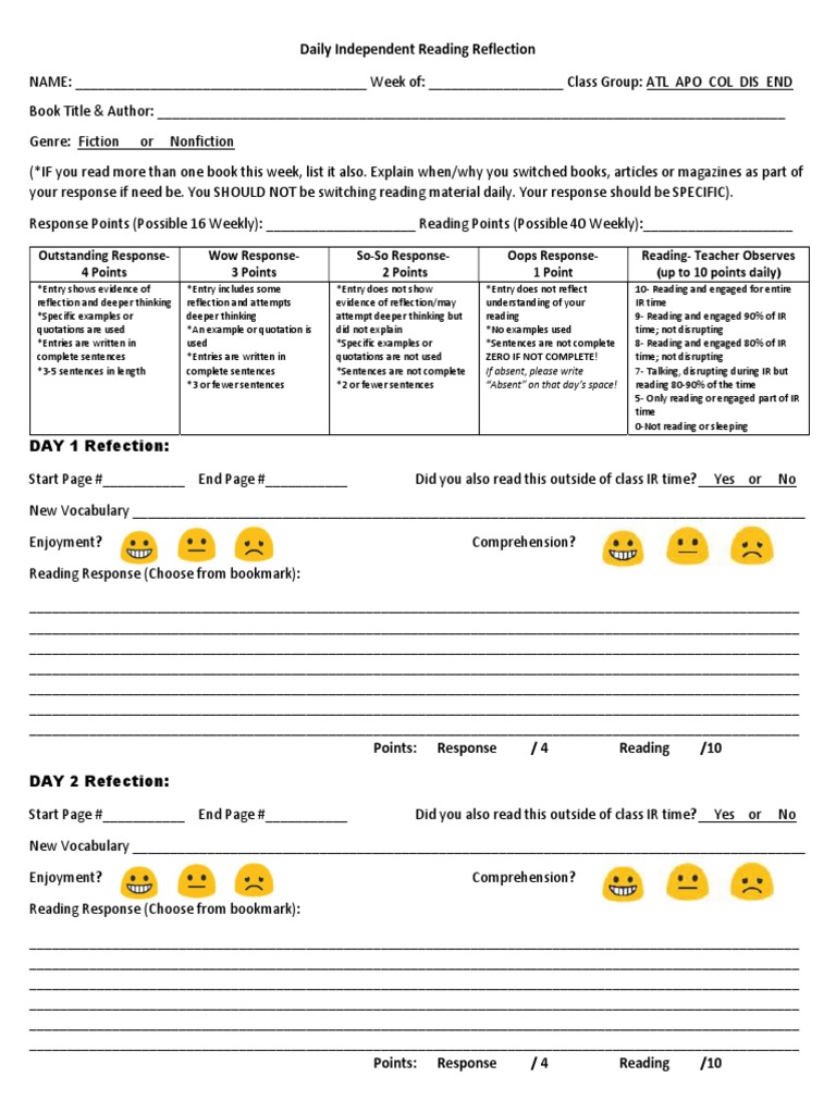 Daily Independent Reading Reflection | Download Free PDF | Human ...