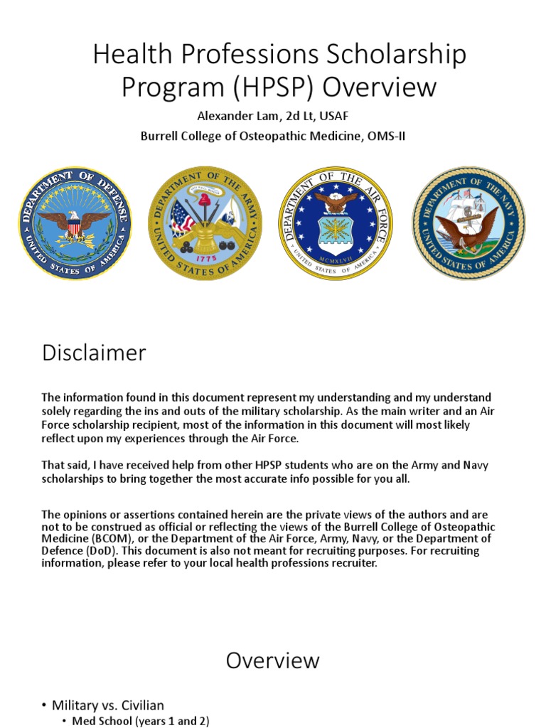 HPSP Military Medical Scholarship Guide | PDF | Residency (Medicine ...