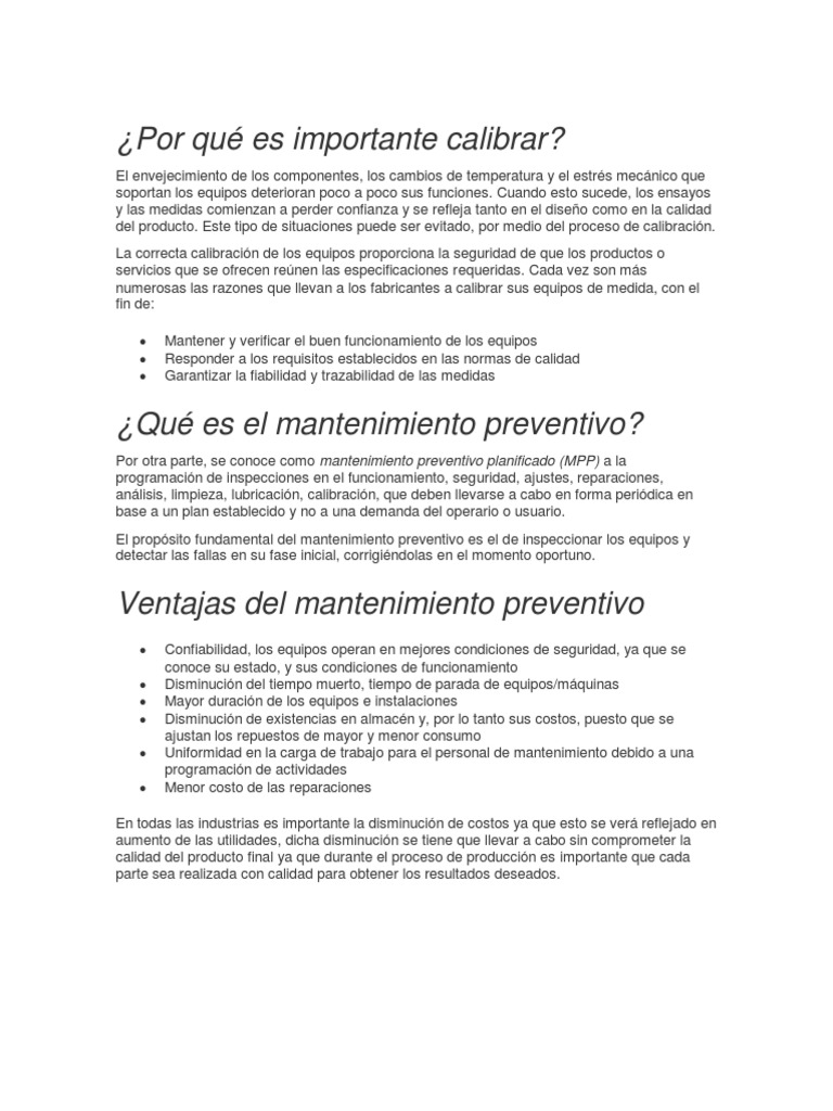 Por Qué Es Importante Calibrar | PDF | Calibración | Ingeniería de ...