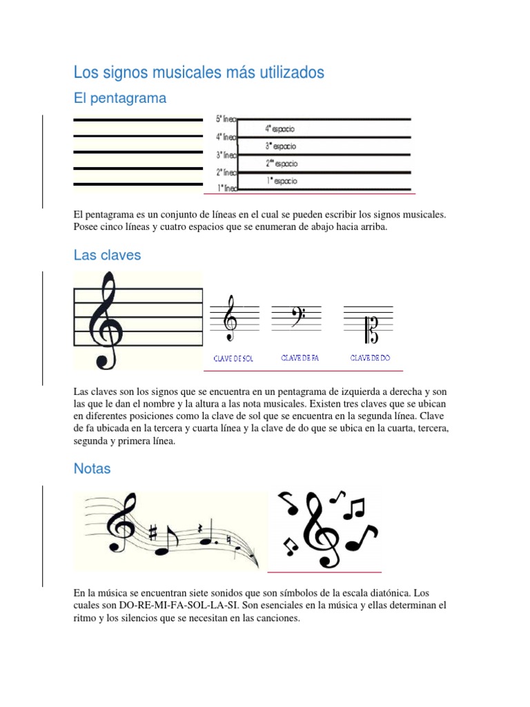 Los Signos Musicales Más Utilizados | PDF