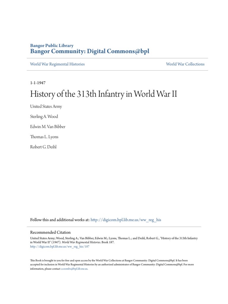 History of The 313th Infantry in World War II | PDF | Regiment | Staff ...