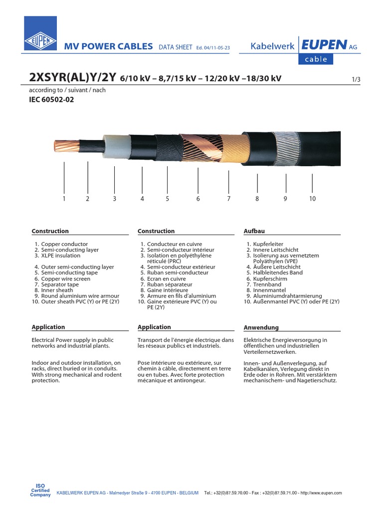 Data Sheet Electrical Cable | PDF | Génie du bâtiment | Électricité