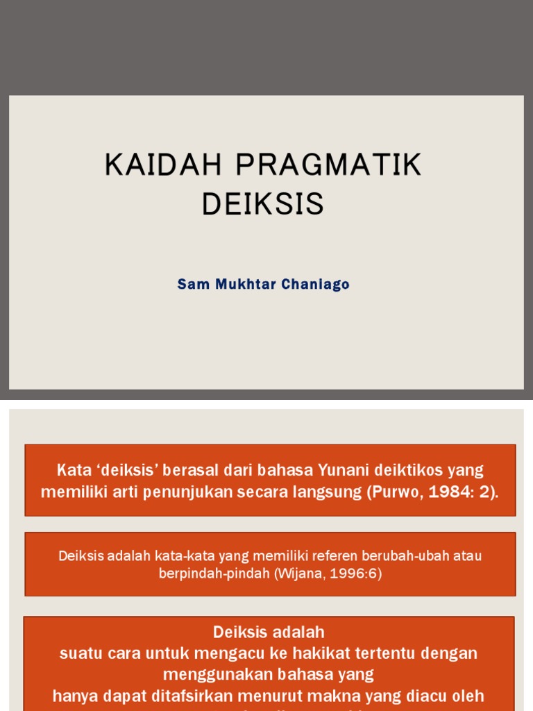 Kaidah Pragmatik Deiksis | PDF
