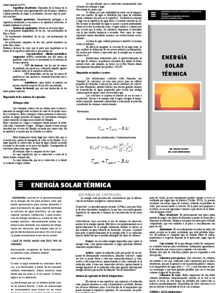 Tríptico sobre Energía Solar Térmica | PDF | Energía solar | Convección