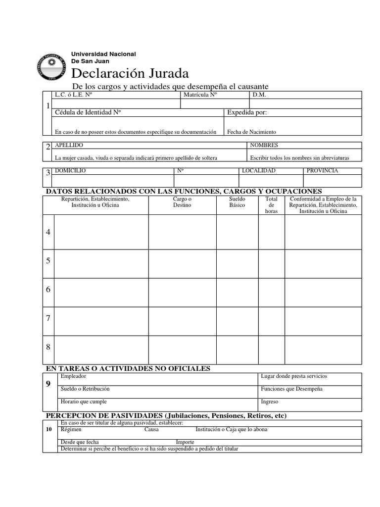 Declaracion Jurada de Cargos | PDF | Gobierno