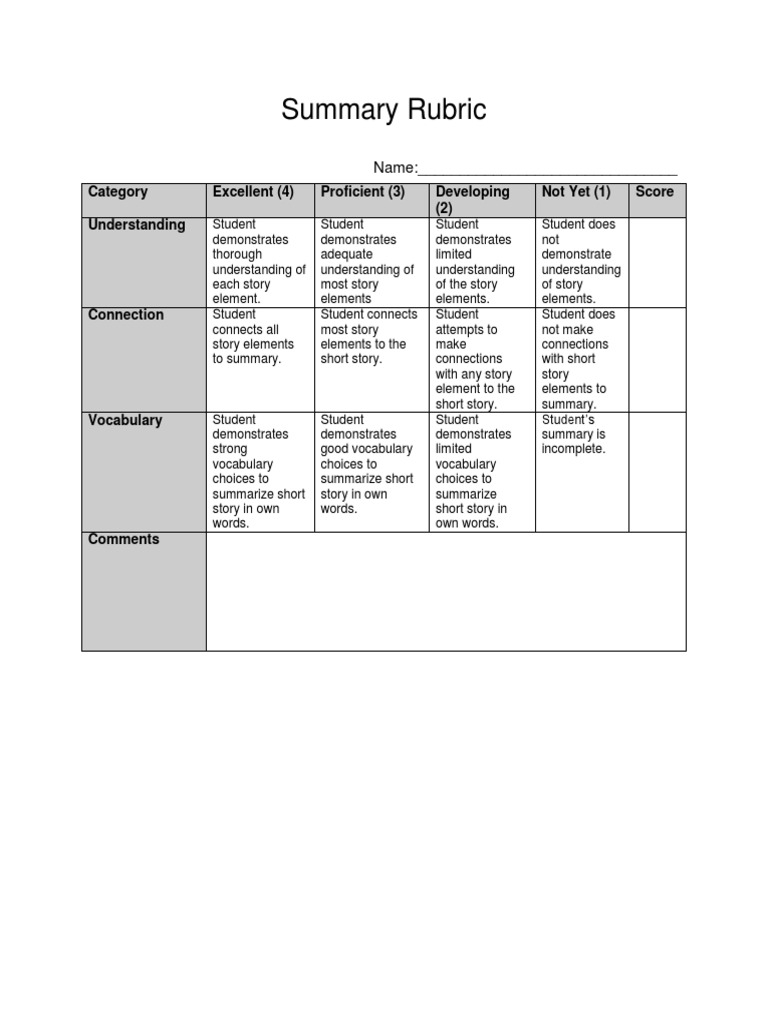 Summary Rubric | PDF