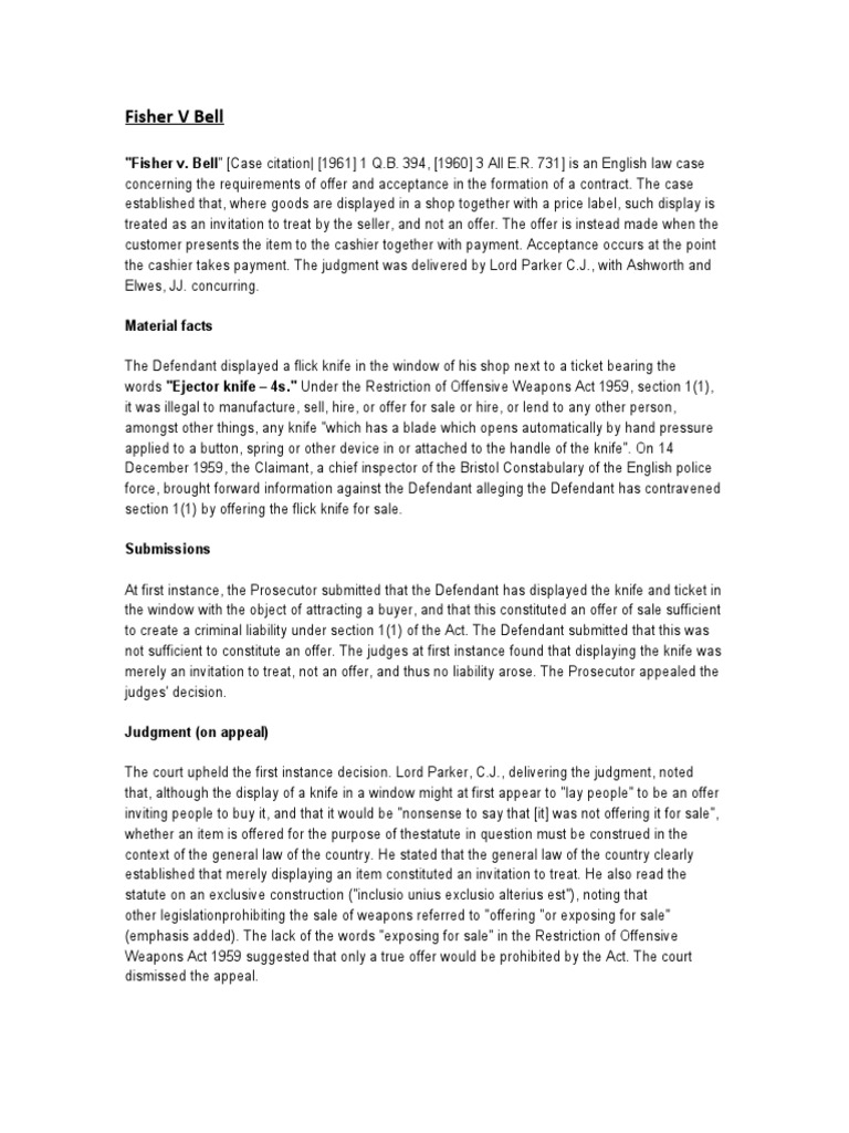 Fisher V Bell | PDF | Justice | Crime & Violence