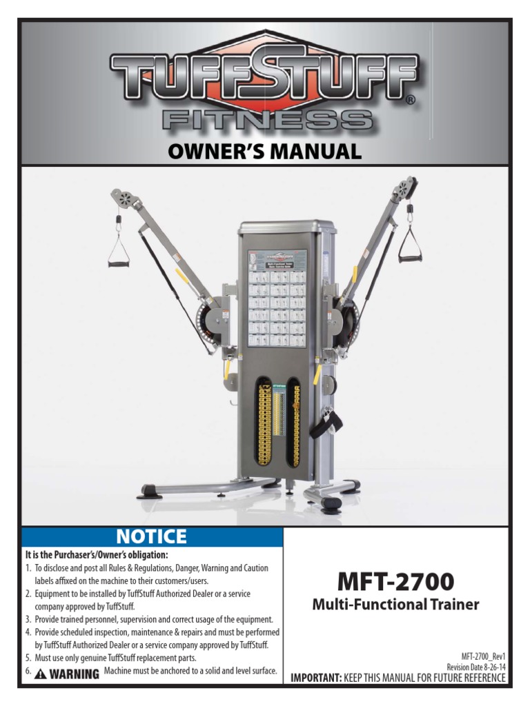 Evolution Dual Stack Functional Trainer MFT-2700 Owner's Manual | PDF | Screw | Weight Training