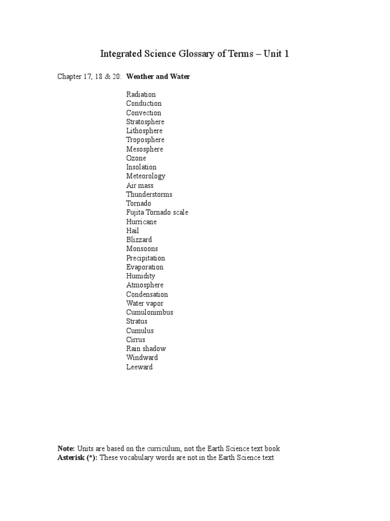 Integrated Science Glossary Unit 5 | PDF | Earth Sciences | Meteorology