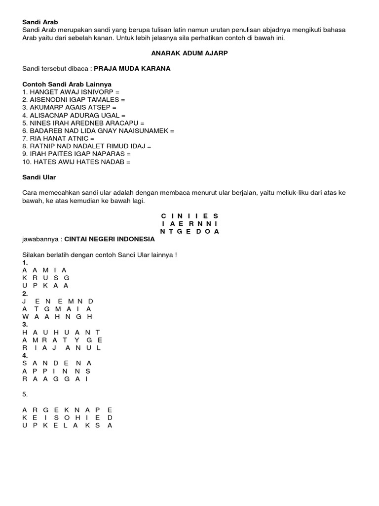 Contoh Sandi Ular dan Arab Pramuka | PDF