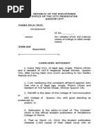 Sample Complaint Affidavit Oral Defamation | PDF | Defamation | Common Law