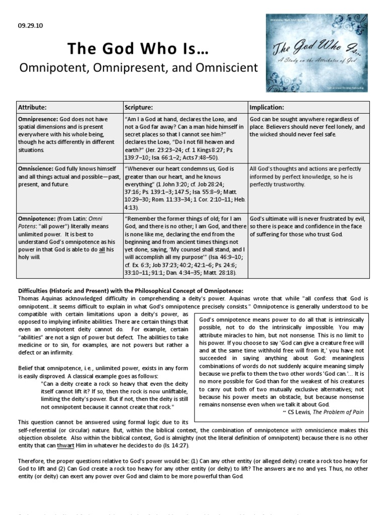 The God Who Is Omniscient, Omnipresent, and Omnipotent | PDF ...