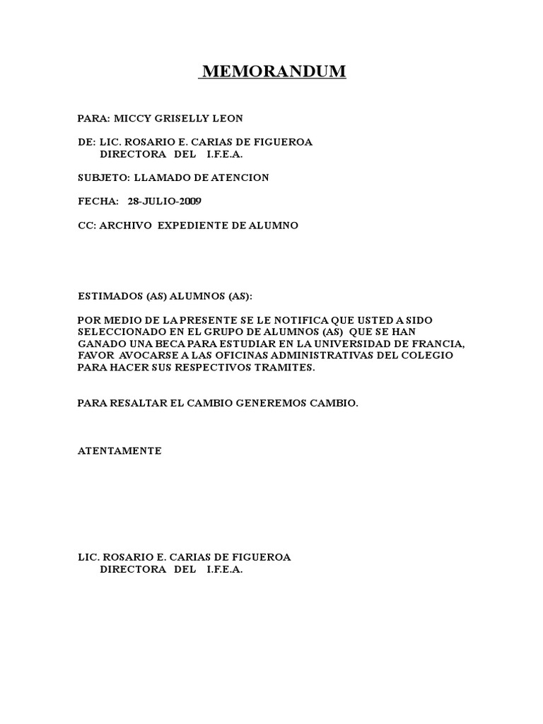 Copia de Memorandum | PDF