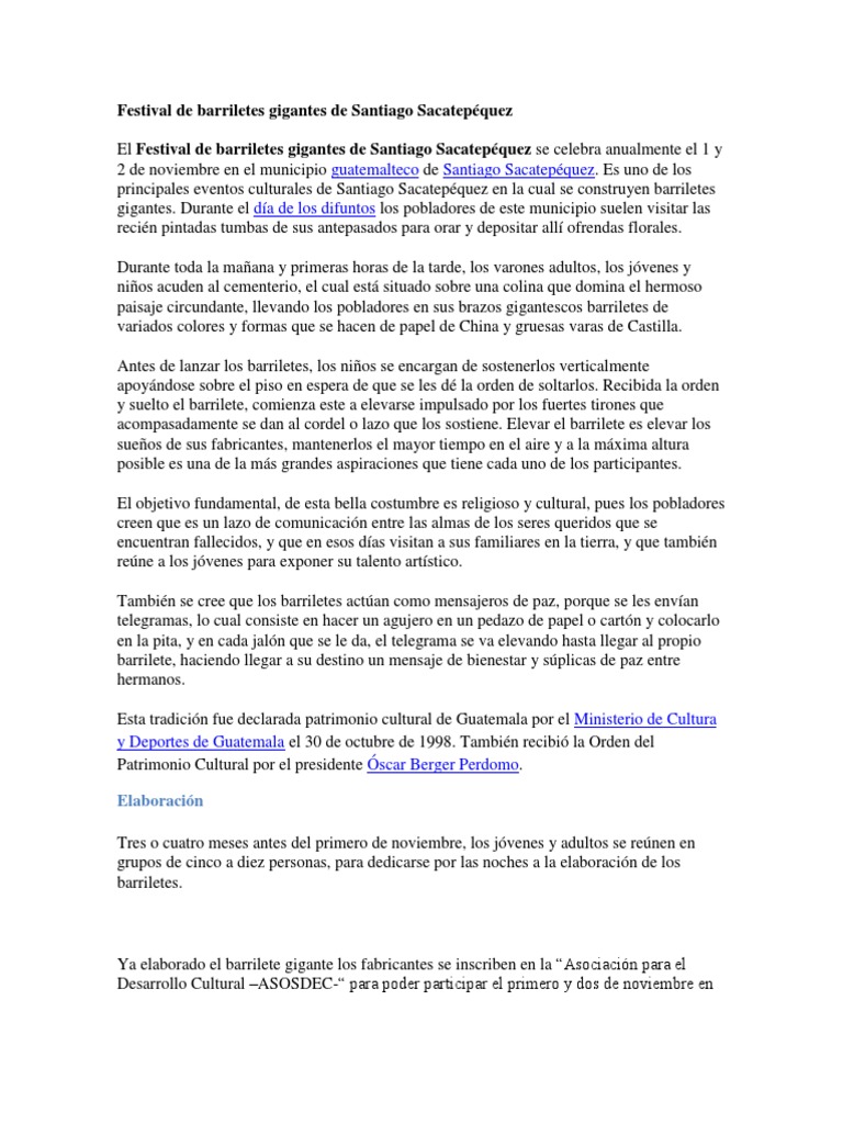 Festival de Barriletes Gigantes de Santiago Sacatepéquez | PDF ...