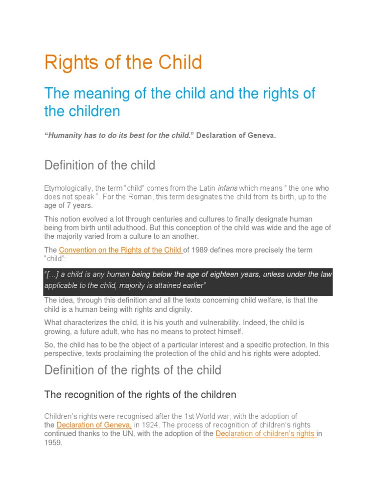 Rights of The Child | PDF | Children's Rights | Human Rights