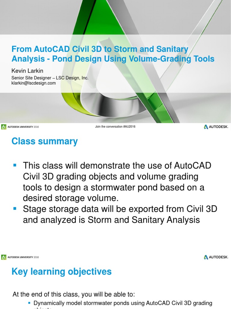 Storm and Sanitary Analysis - Pond Design Using Volume-Grading Tools | PDF | Auto Cad | Autodesk
