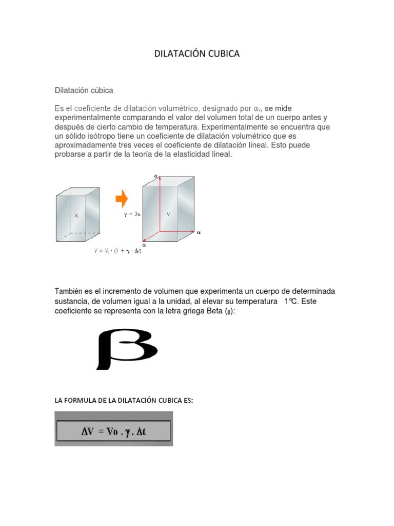Fórmula y Ejemplos de Dilatación Cúbica | PDF | Expansión térmica ...