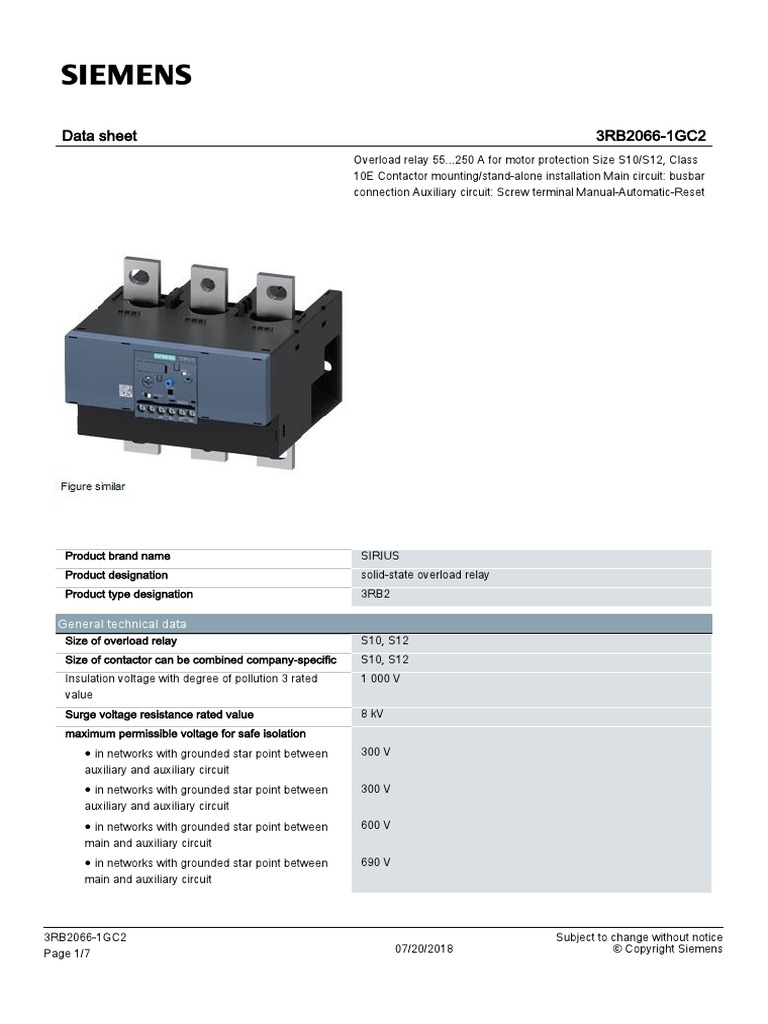 3RB20661GC2 Datasheet Es PDF | PDF | Electromagnetic Compatibility | Relay