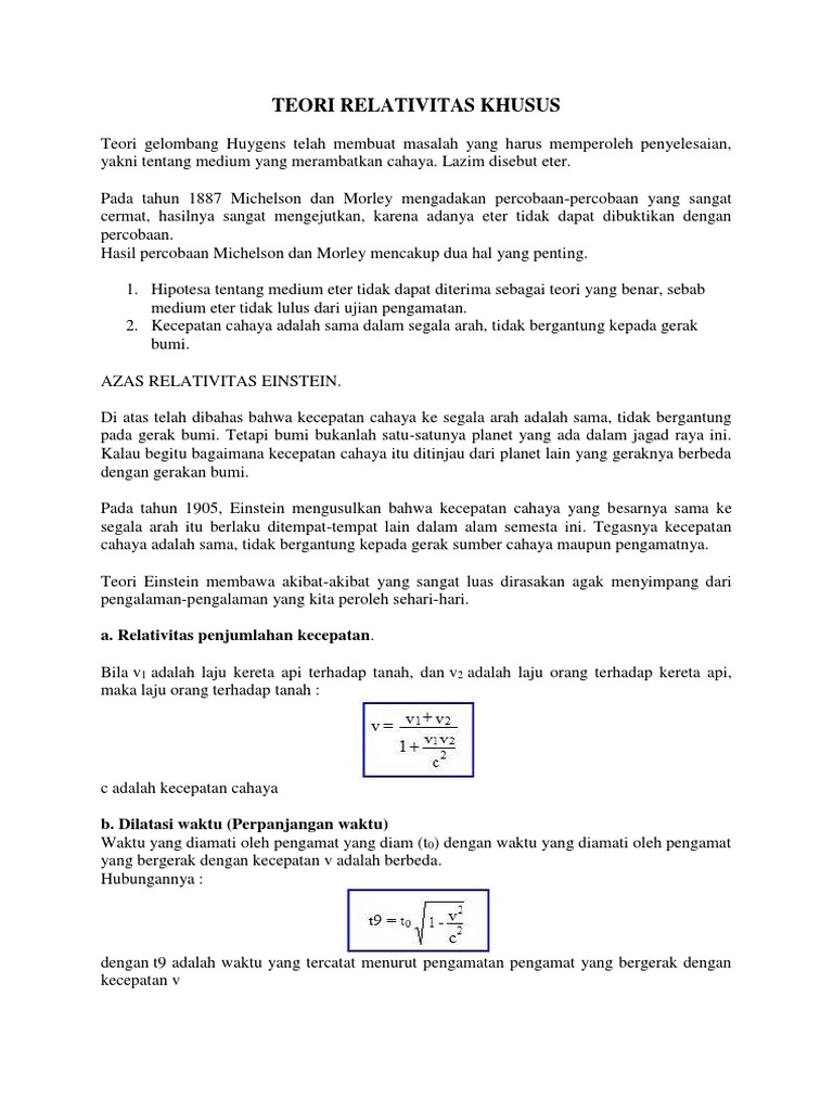 Teori Relativitas Khusus | PDF | Filsafat