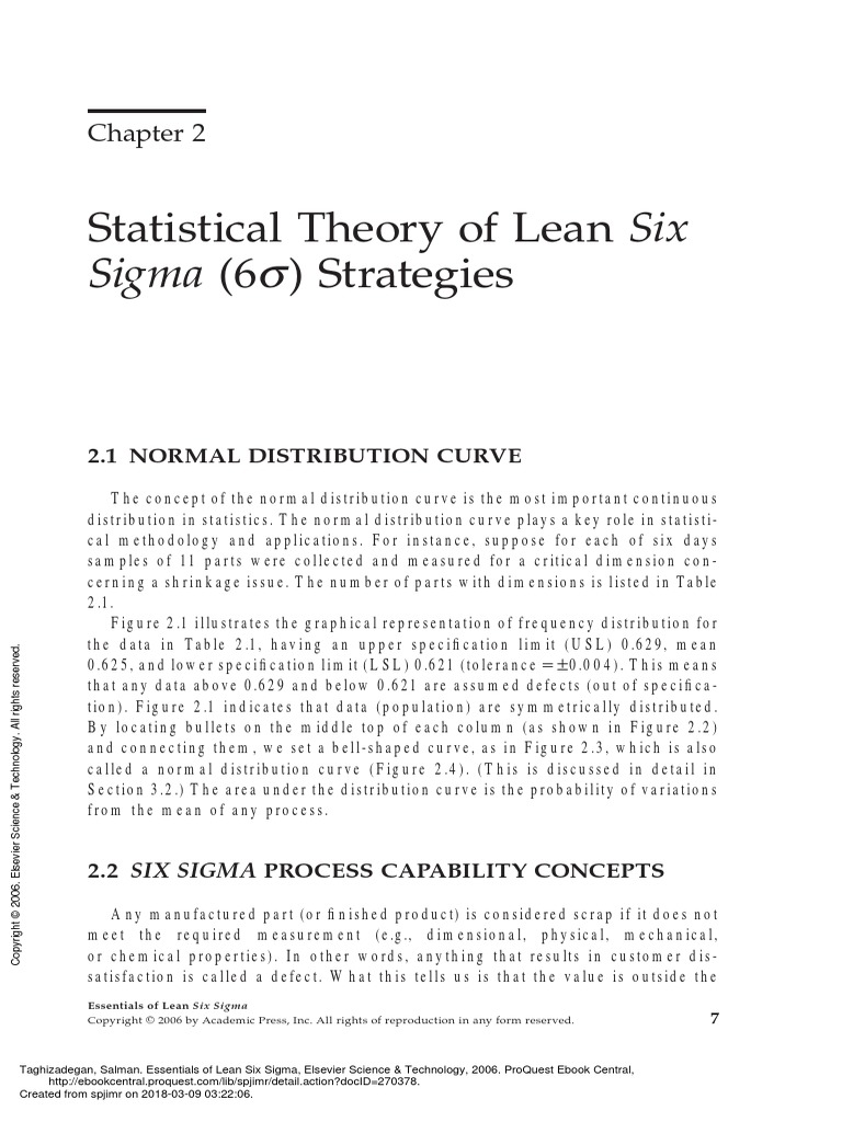 Essentials of Lean Six Sigma - (Chapter 2 Statistical Theory of Lean Six Sigma (6s) Strategies ...