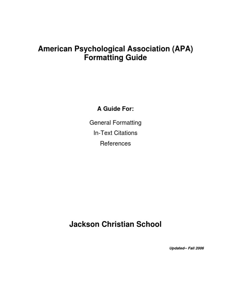American Psychological Association (APA) Formatting Guide | Download ...