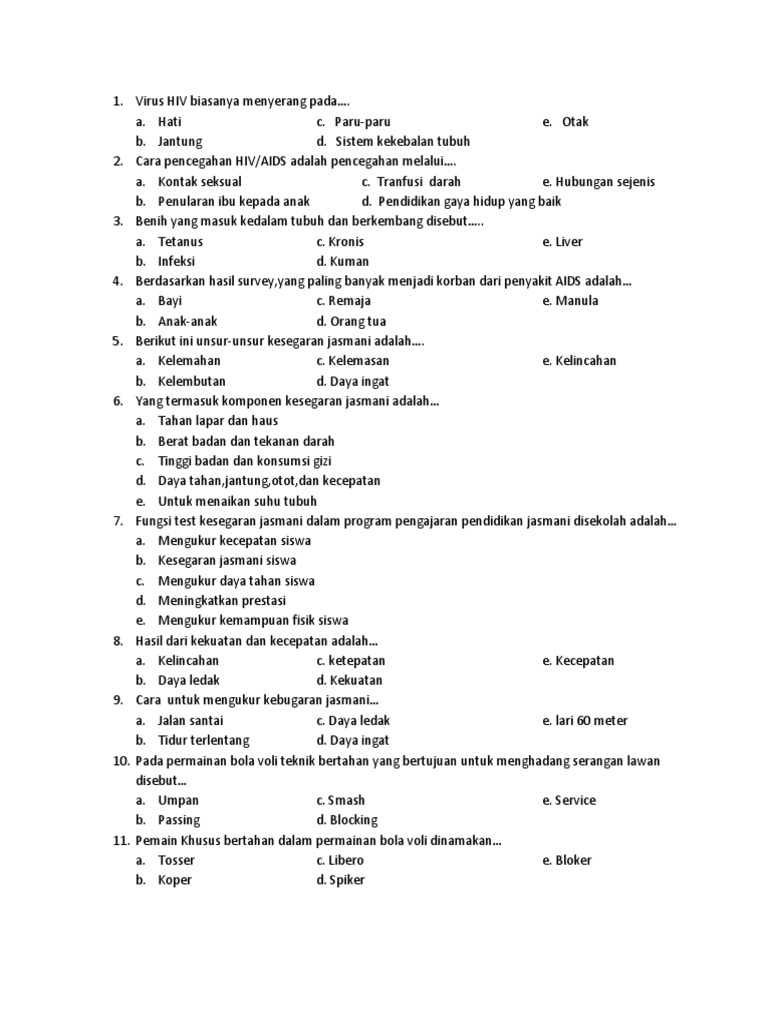 Soal US Penjas | PDF