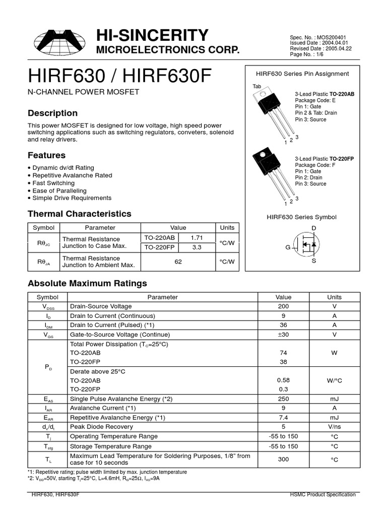 Data Sheet | PDF | Field Effect Transistor | Diode