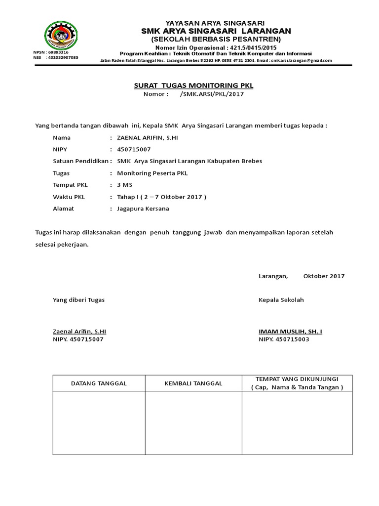 SK Monitoring PKL Arsi | PDF