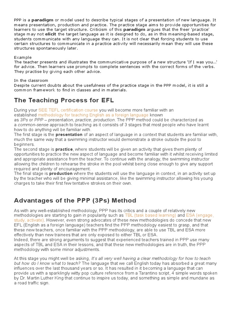 Understanding the PPP Language Teaching Method | PDF | English As A ...