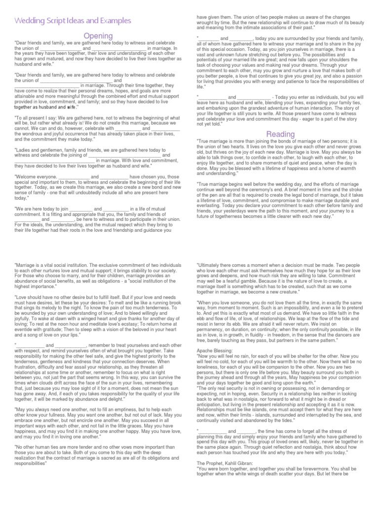 Wedding Script Ideas and Examples | PDF | Wedding | Wife