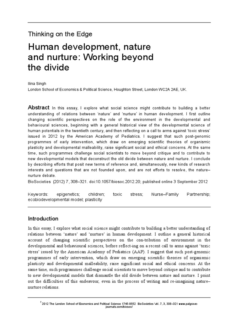 Nature and Nurture | PDF | Nature Versus Nurture | Social Science