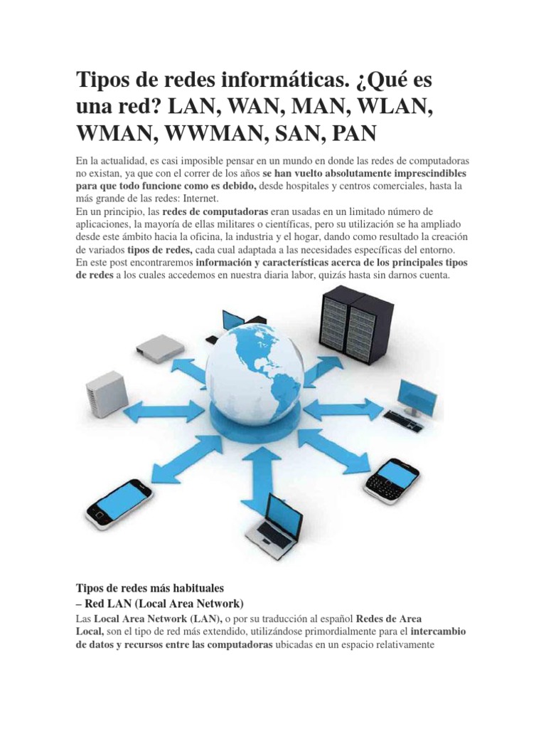 Tipos de Redes Informáticas | PDF | Red de área amplia | Red de computadoras