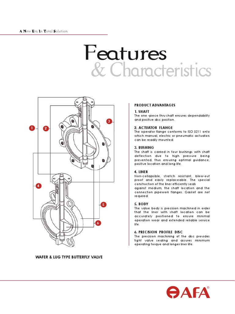 AFA Wafer & Lug Type Butterfly Valve | PDF | Valve | Manufactured Goods