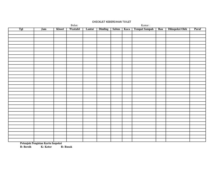 Checklist Kebersihan Toilet | PDF