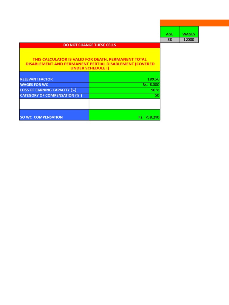 Workmen Compensation Calculator | PDF | Finger | Hand
