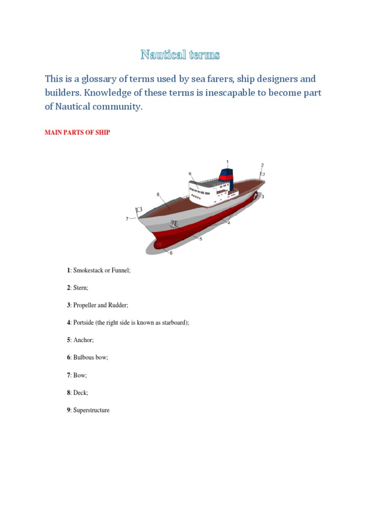 Nautical Terms | PDF | Tonnage | Ships