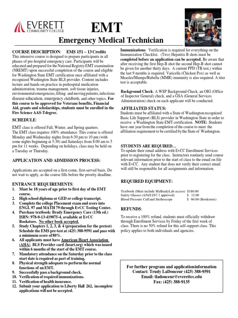 Emt Application | PDF | Emergency Medical Technician | Clinical Medicine