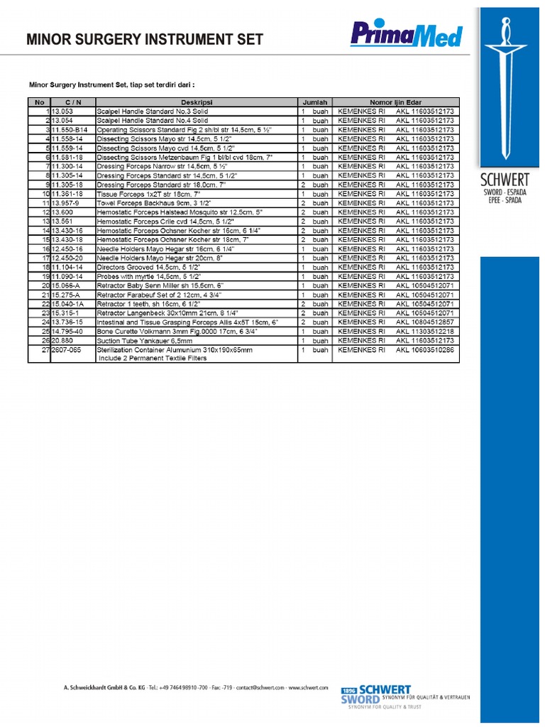 Brosur Minor Surgery Instrument Set PDF | PDF