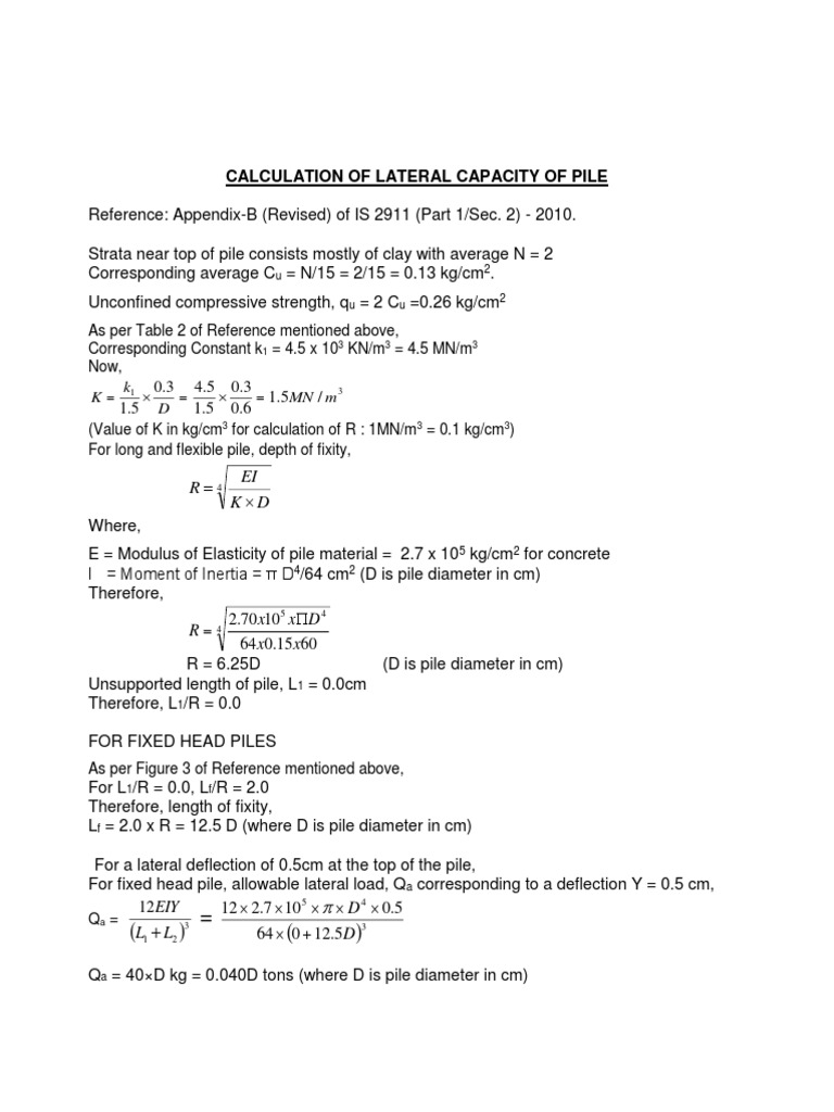 Lateral Capacity by New Method. | PDF | Deep Foundation | Elasticity ...