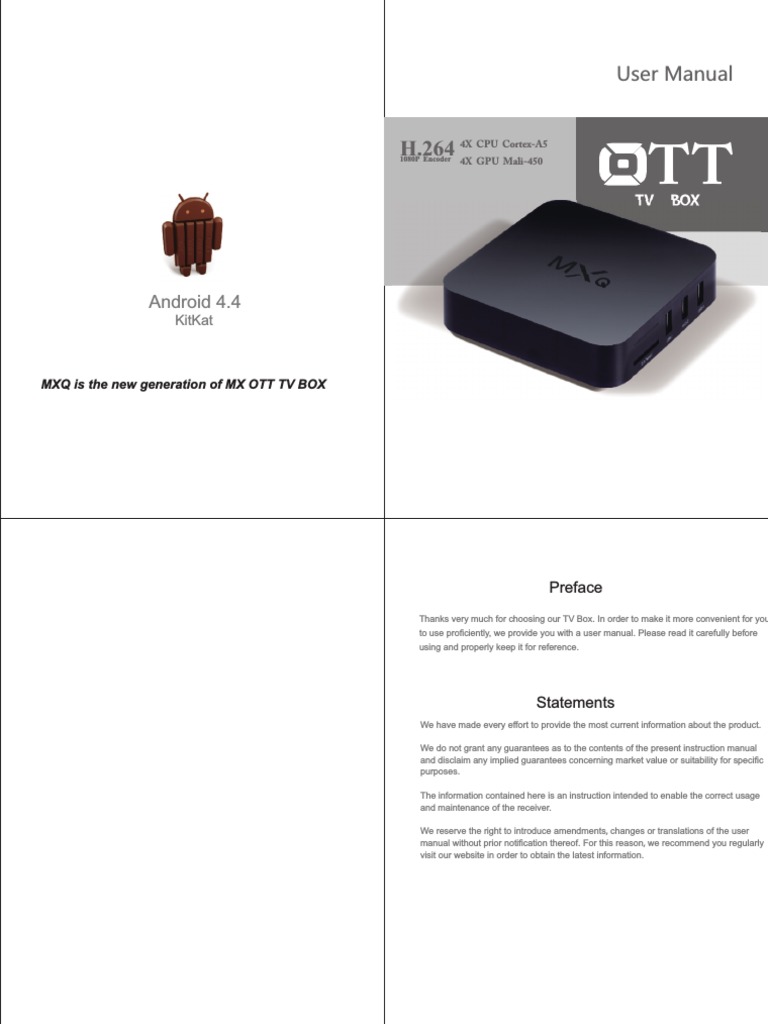 MXQ 4K Android TV Box Manual | PDF | Installation (Computer Programs ...