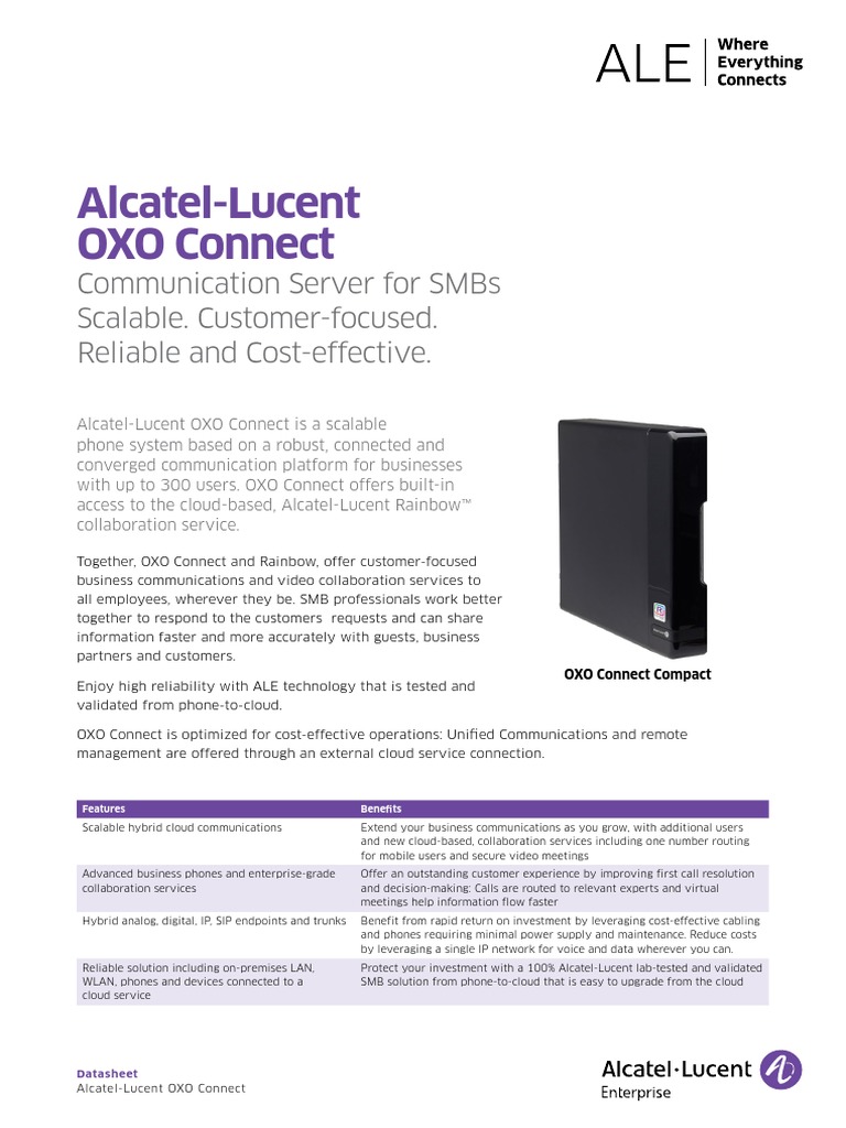 Oxo Connect SMB Datasheet en | PDF | Telephony | Cloud Computing