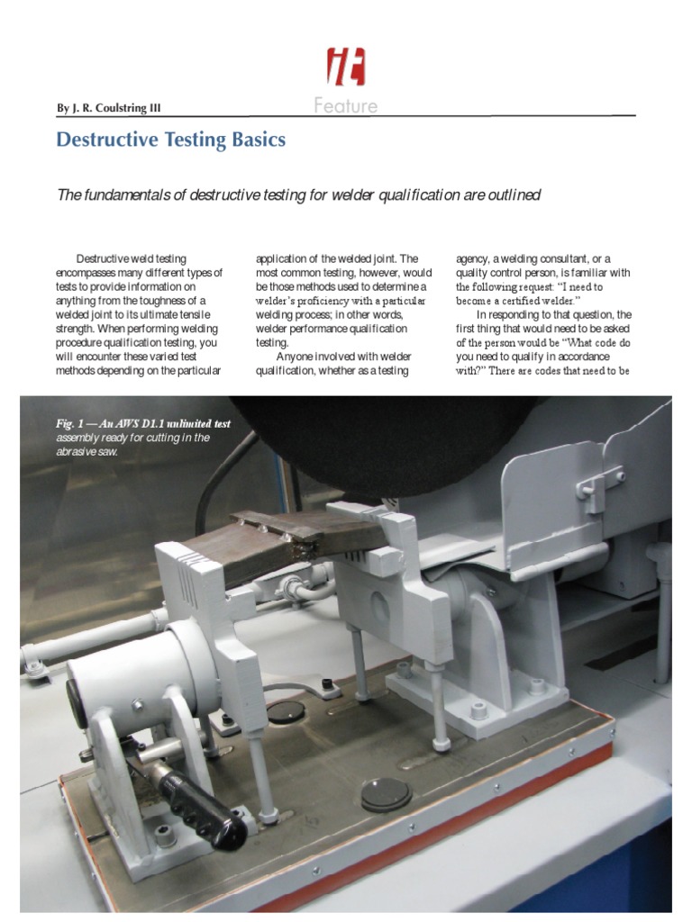 Destructive Testing Methods in Welding | PDF | Welding | Construction