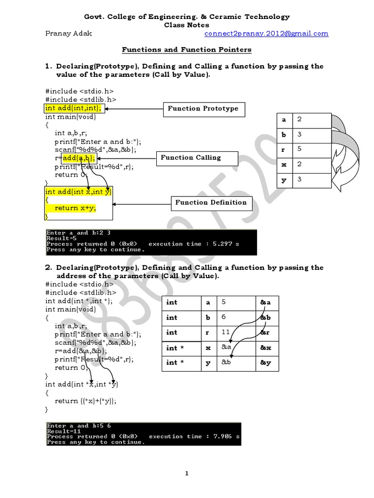 Functions and Function Pointers C 2017 ClassNote | PDF | Software Development | Computer Engineering