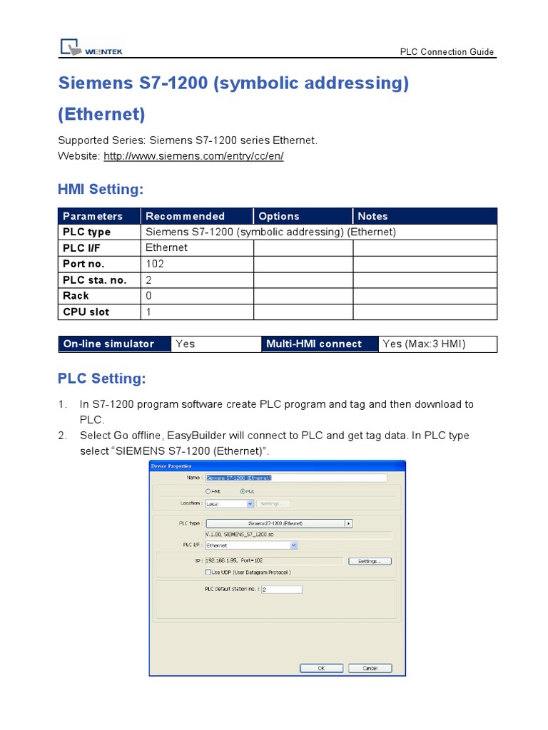 Siemens S7 1200 Symbolic Addressing Ethernet | PDF | Binary Coded Decimal | Integer (Computer ...