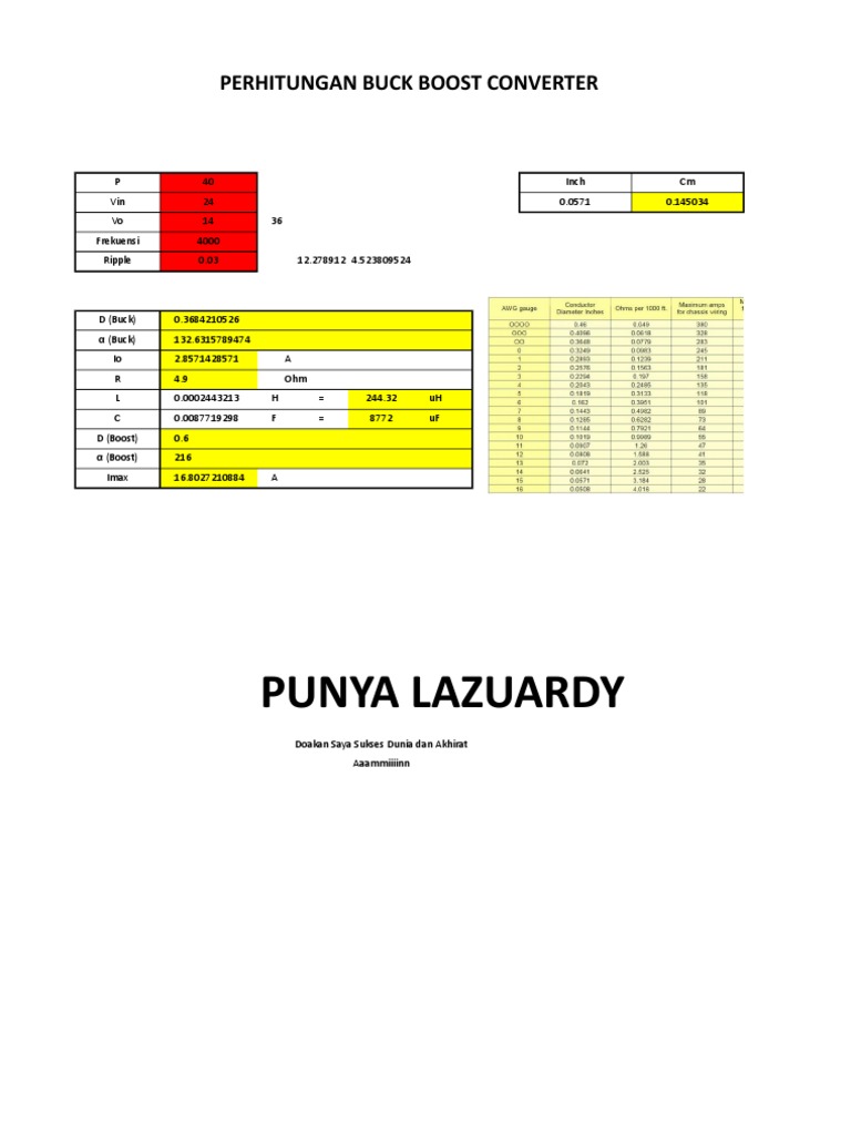 Buck Boost Converter Calculations | PDF