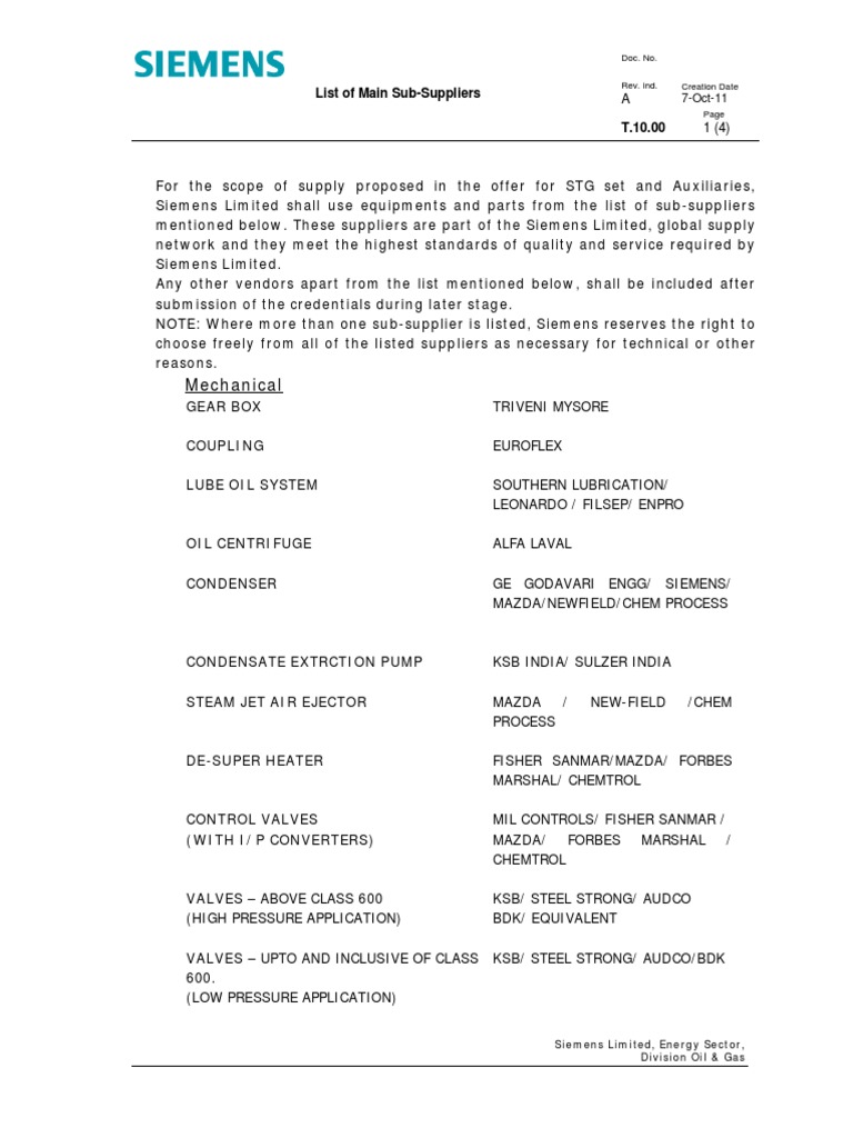 Siemens - Vendor List - Standard | PDF | Siemens | Relay